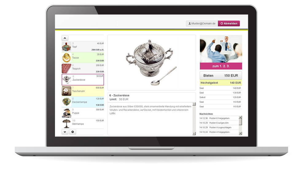 Live-Webcast-Auktionen im Internet mit AuctioLive | Bidpath